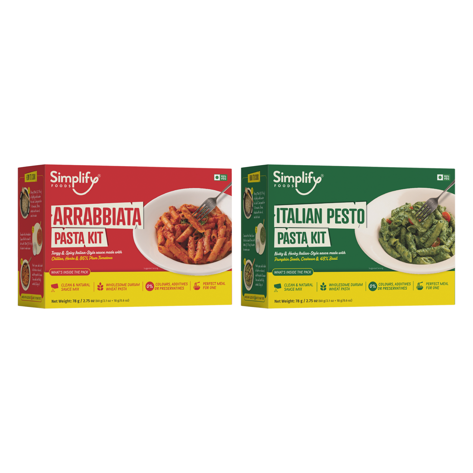 Pasta Dinner Packs | Arrabbiata & Pesto Pasta Kits – Simplify | 100% ...